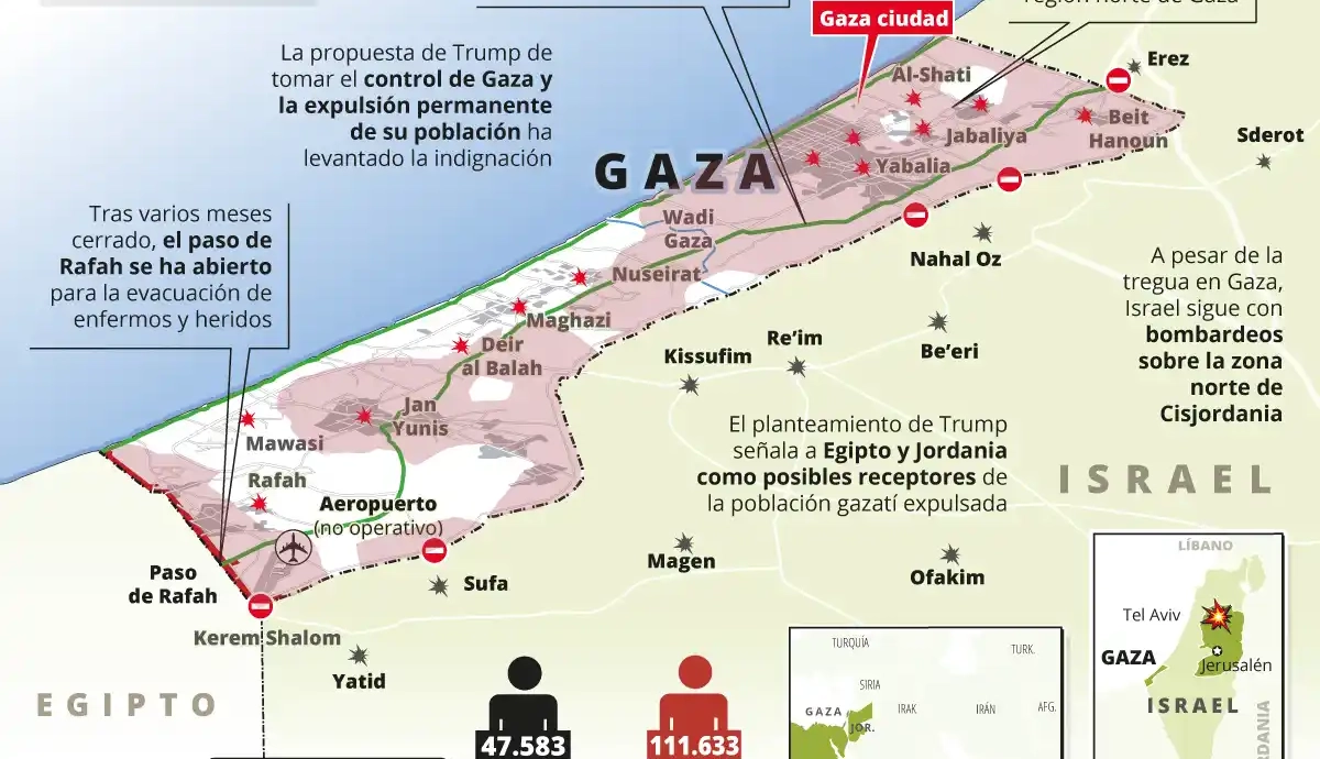 Mapa | Guerra entre Israel y Gaza a 10 de febrero de 2025