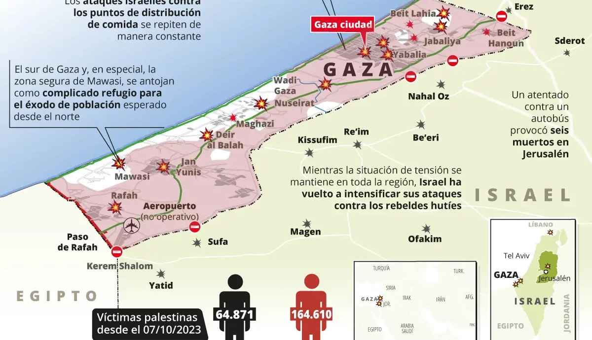 Mapa | Situación conflicto Israel y Gaza a 15 de septiembre